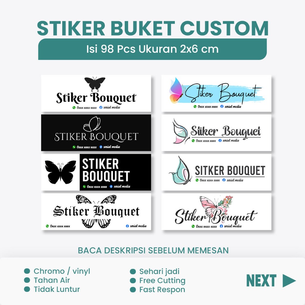 Jual Isi 100Pcs Stiker Buket Custom - Sticker Lebel Bouquet | SB 1 ...
