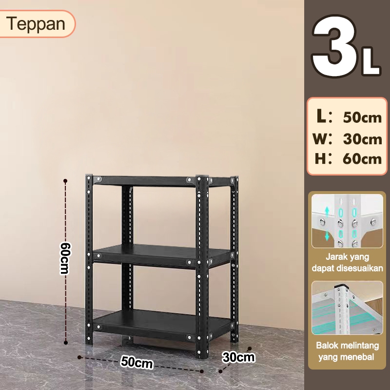 Jual 【All Iron】Omax 120x40x200CM Rak besi siku 5/6 susun Rak Gudang ...