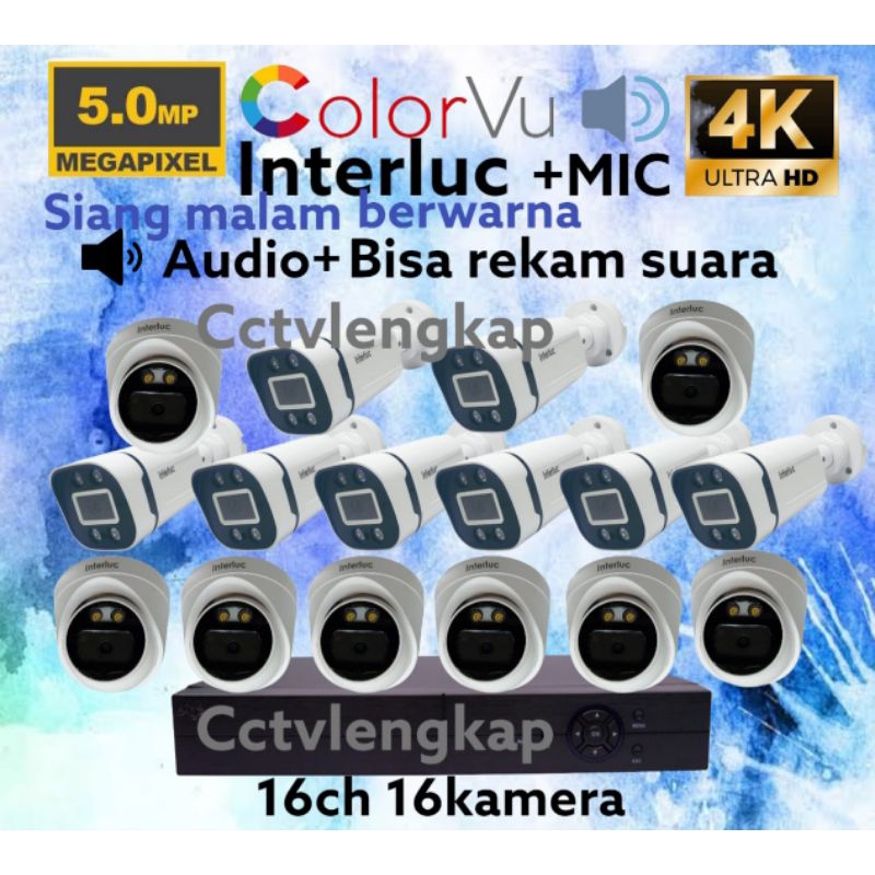 Jual PAKET CCTV 5MP COLORVU 16 CHANNEL 16 KAMERA 4K FULL COLOR ULTRA HD ...