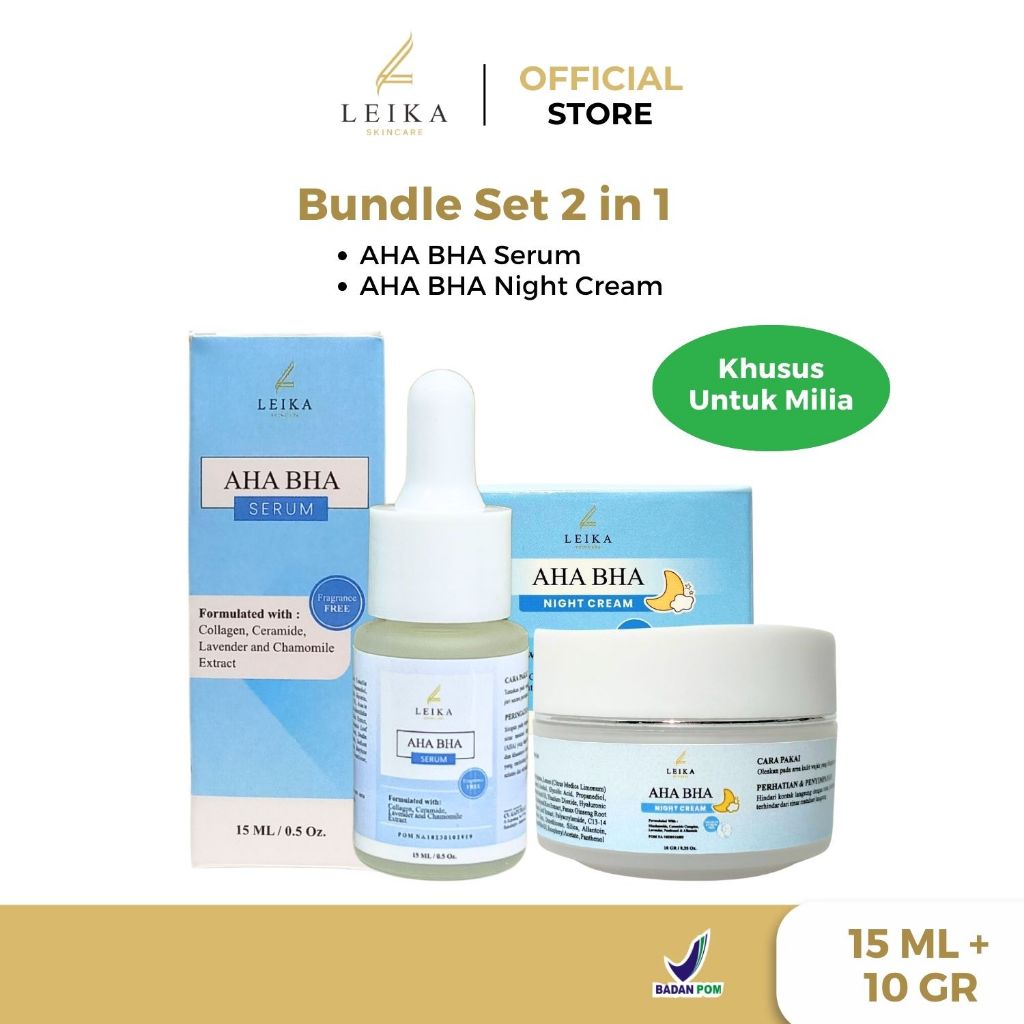 Jual Leika Skincare 2 in 1 AHA BHA Serum & AHA BHA Night Cream Resmi BPOM Paket Skincare ...