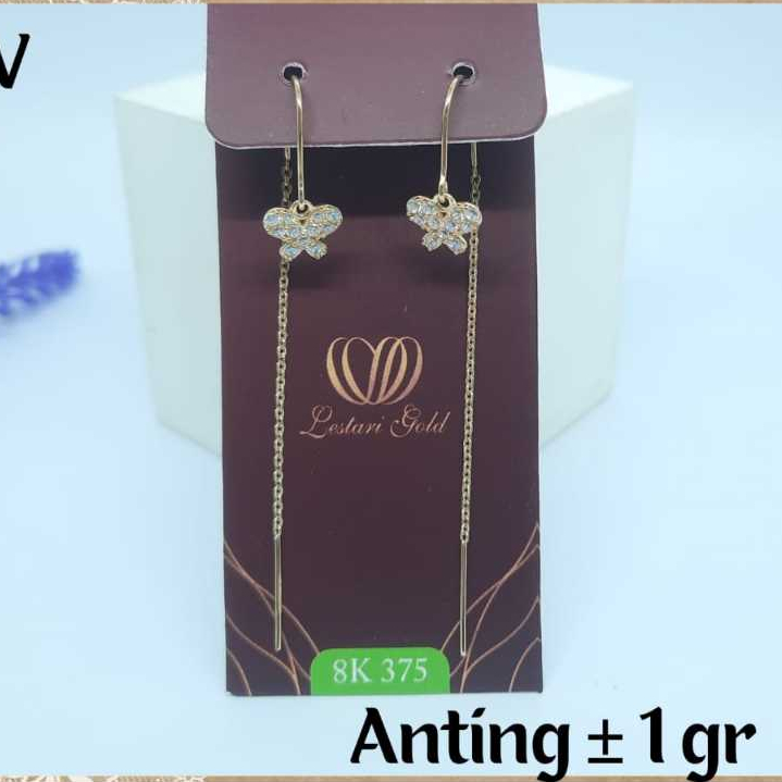 Jual LMV Anting Tusuk Emas Muda Panjang 375 Original Lestari Gold ...