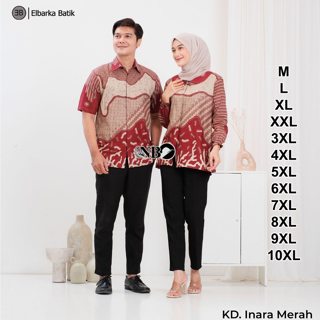 Jual Couple Atasan Batik Pria Wanita Jumbo - Kemeja Lengan Pendek ...