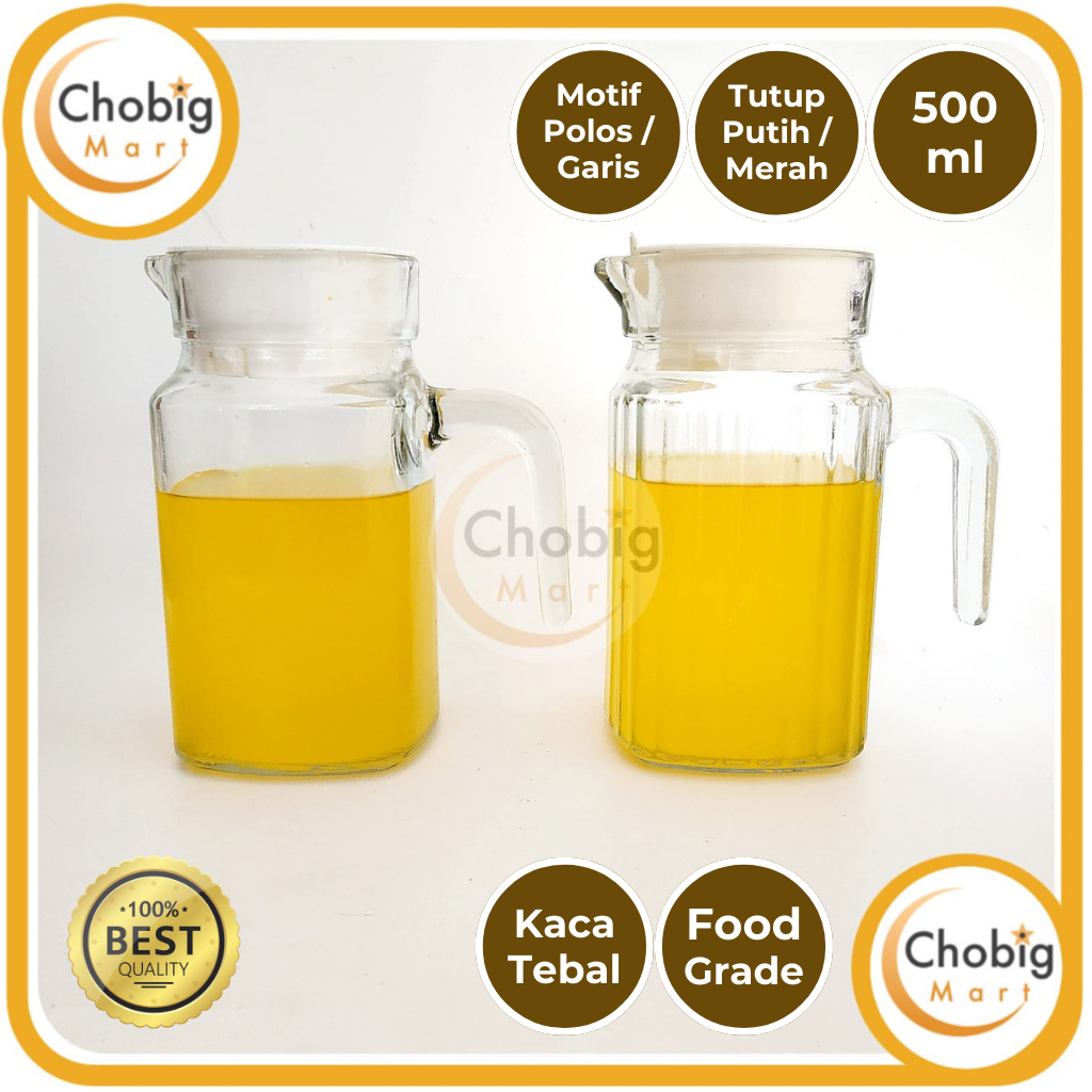 Jual CHOBIG Pitcher Kaca Transparan Polos / Ceret Bening 500ml Jug Teko ...