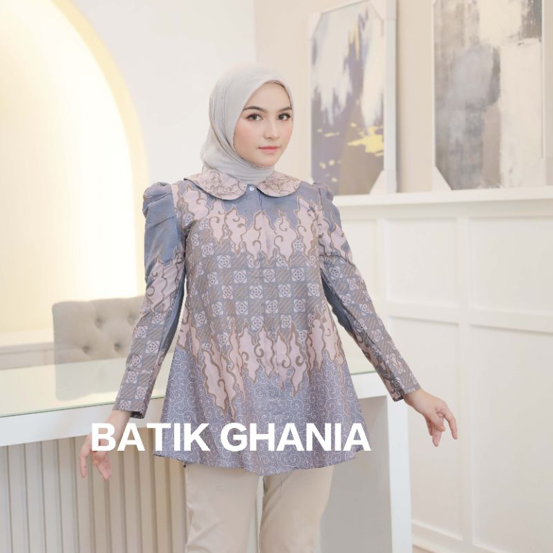 Jual Batik Wanita Modern Atasan Batik kantor Baju Kerja wanita Lengan ...
