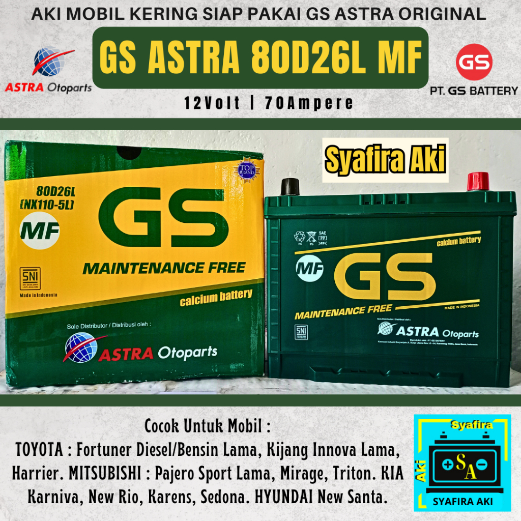 Jual AKI MOBIL GS ASTRA 80D26L/NX110-5L ORIGINAL MF | Shopee Indonesia