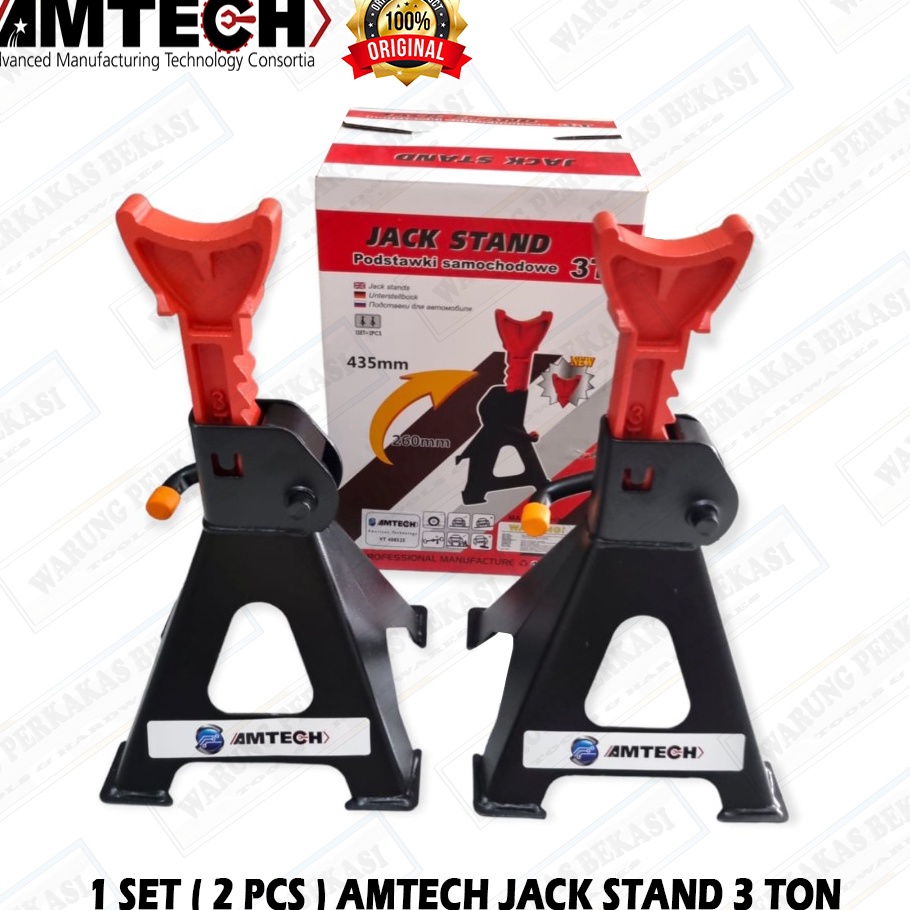 Jual RND631 AMTECH 3Ton 2Pc Jack Stand Set 3 Ton Ganjal Penyangga Body Mobil MURAH Single ...