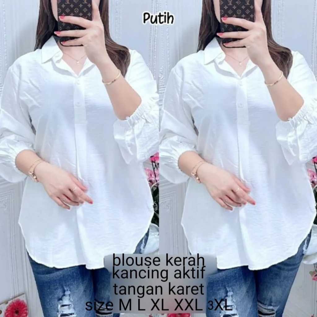 Jual Blouse wanita kekinian bahan cringkle premiun / atasan blouse ...