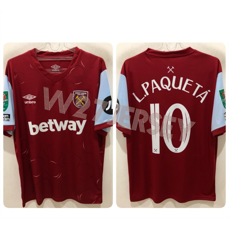 Jual JERSEY W3ST H4M HOME 2023-2024 name player L.Paqueta + Patch ...
