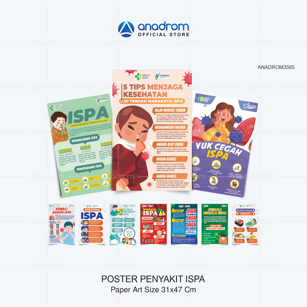 Jual Poster Seputar Tentang penyakit ISPA | Poster Promosi Kesehatan ...
