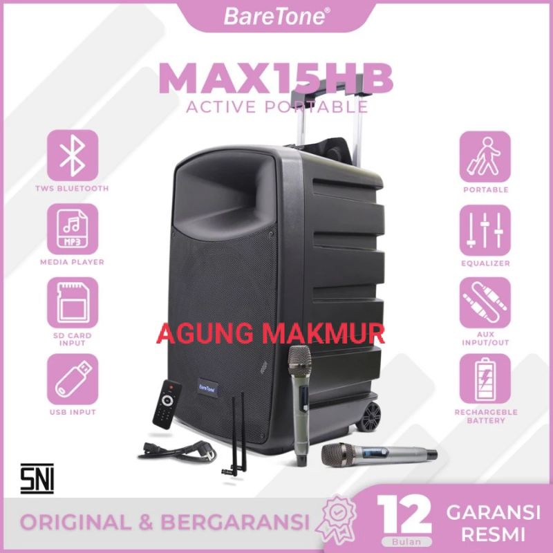Jual SPEAKER PORTABLE BARETONE MAX15HB 15 INCH ORIGINAL | Shopee Indonesia