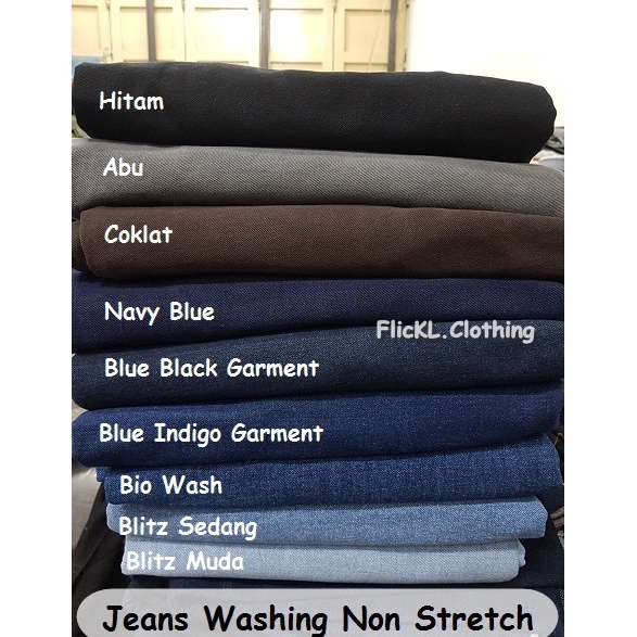 Jual el terbaru Bahan Kain Jeans Wash Non Stretch Denim Wash Denim ...