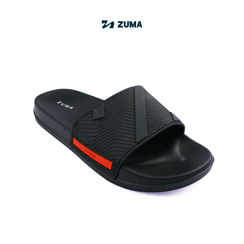Jual Zuma Men Slide Max 14 Black, Sandal Slop Pria Karet Slip On Polos ...