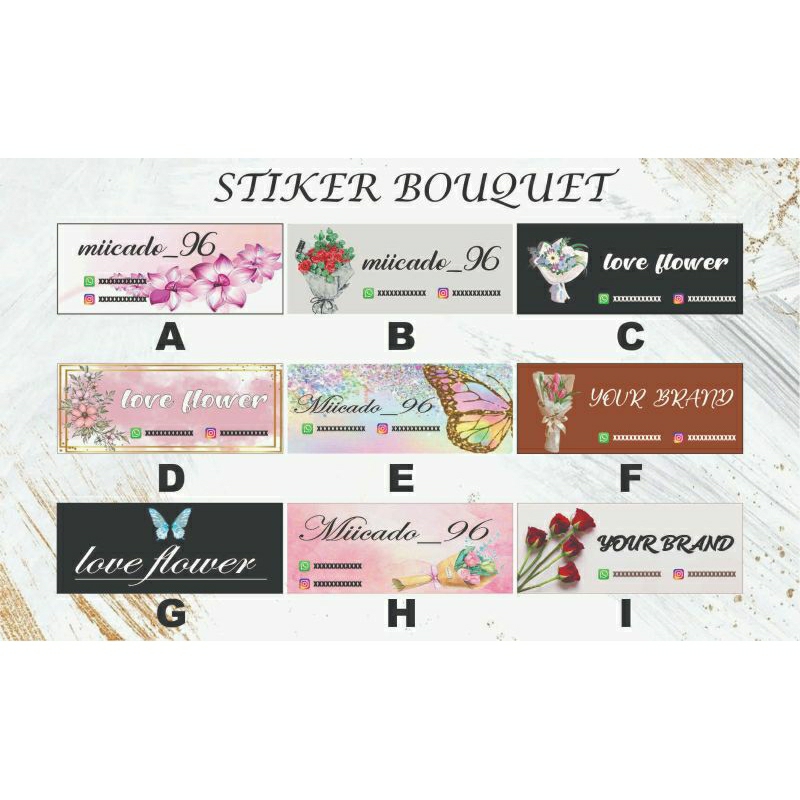 Jual stiker bouquet isi 50pcs/ label buket /stiker buket kotak | Shopee ...