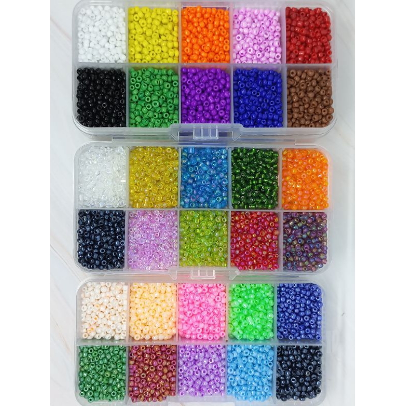 Jual [MVG CRAFT] Paket Manik Pasir Box Set 8/0 3mm 10 sekat warna ...