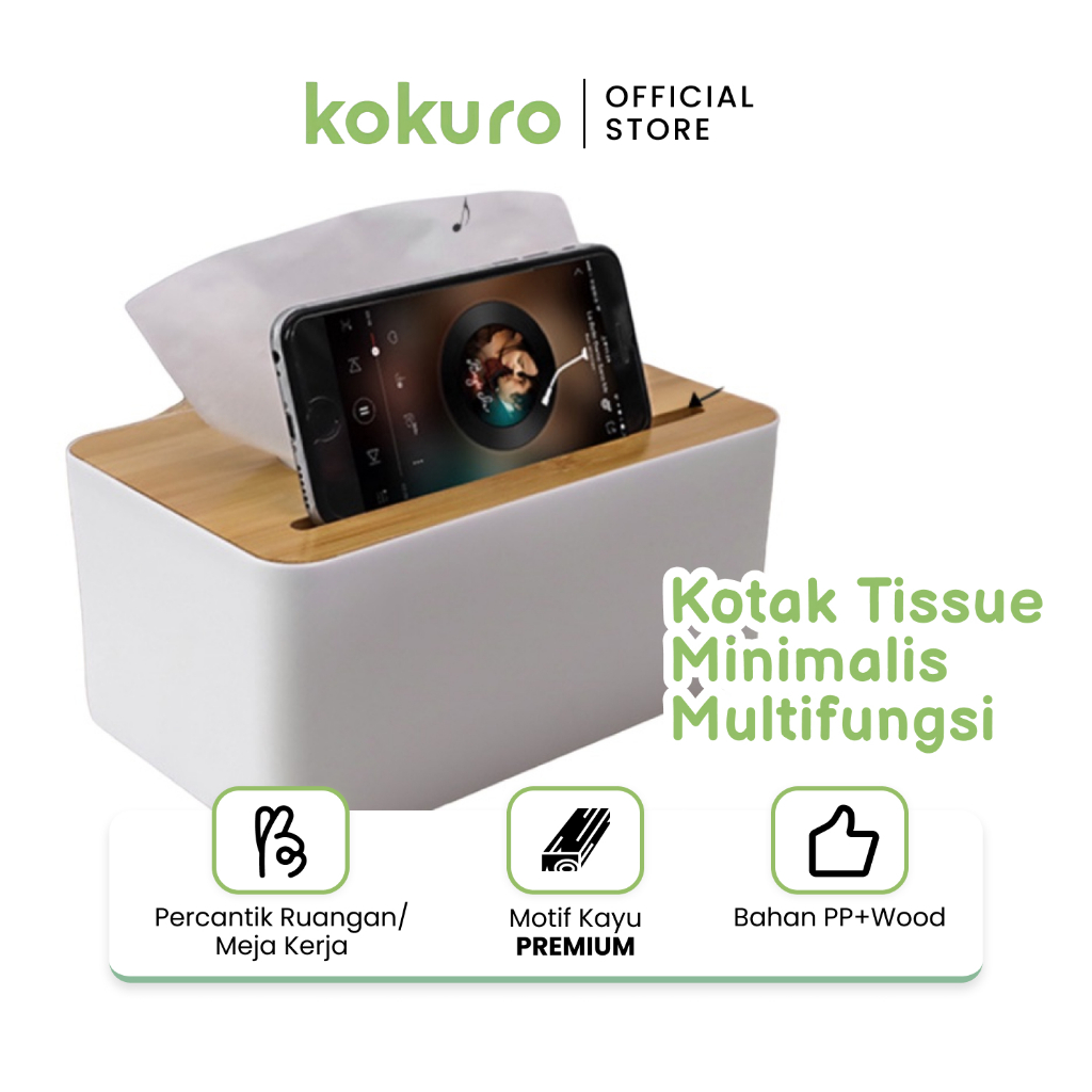 Jual Kokuro - Kotak Tissue Box Persegi Tempat Handphone Tisu Kayu ...