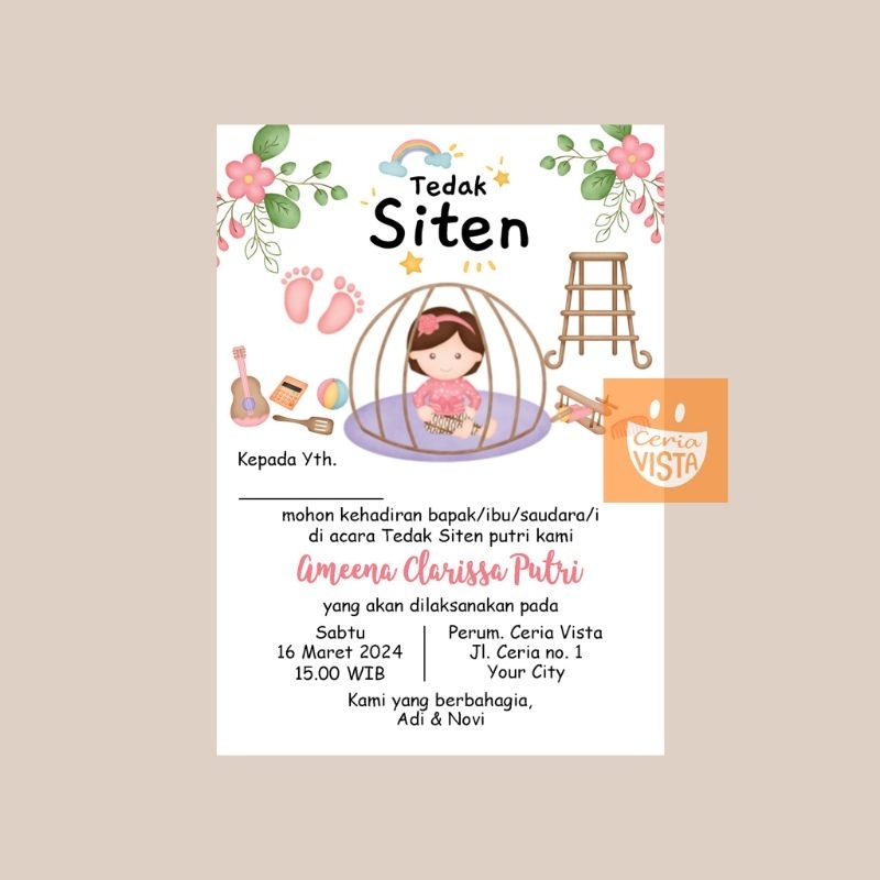Jual Undangan Tedak Siten Tedhak Turun Tanah Ceria Vista | Shopee Indonesia