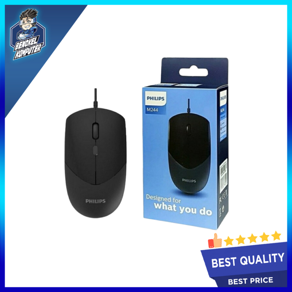 Jual MOUSE PHILIPS M244 BLACK USB | Shopee Indonesia