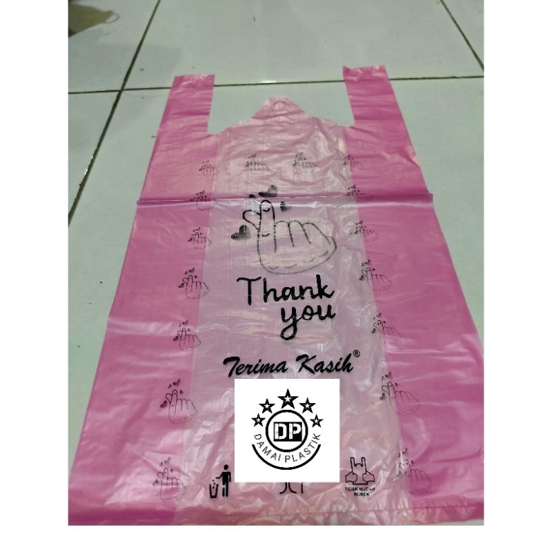 Jual Kantong Plastik Pink Thank You Hati Ukuran 24 Terimakasih warna ...