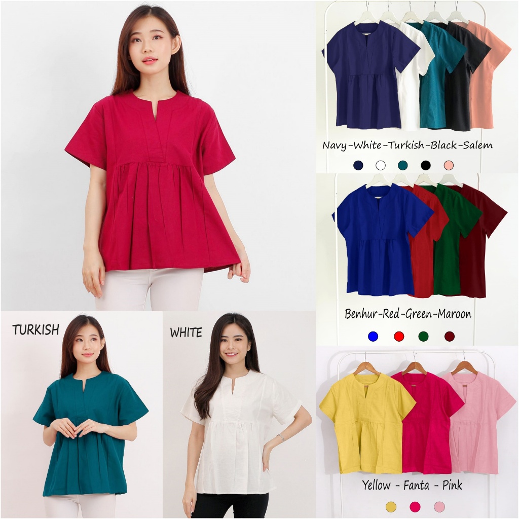 Jual Baju Atasan Blouse Jumbo wanita Bigsize Bonnie Top Blus baby doll ...