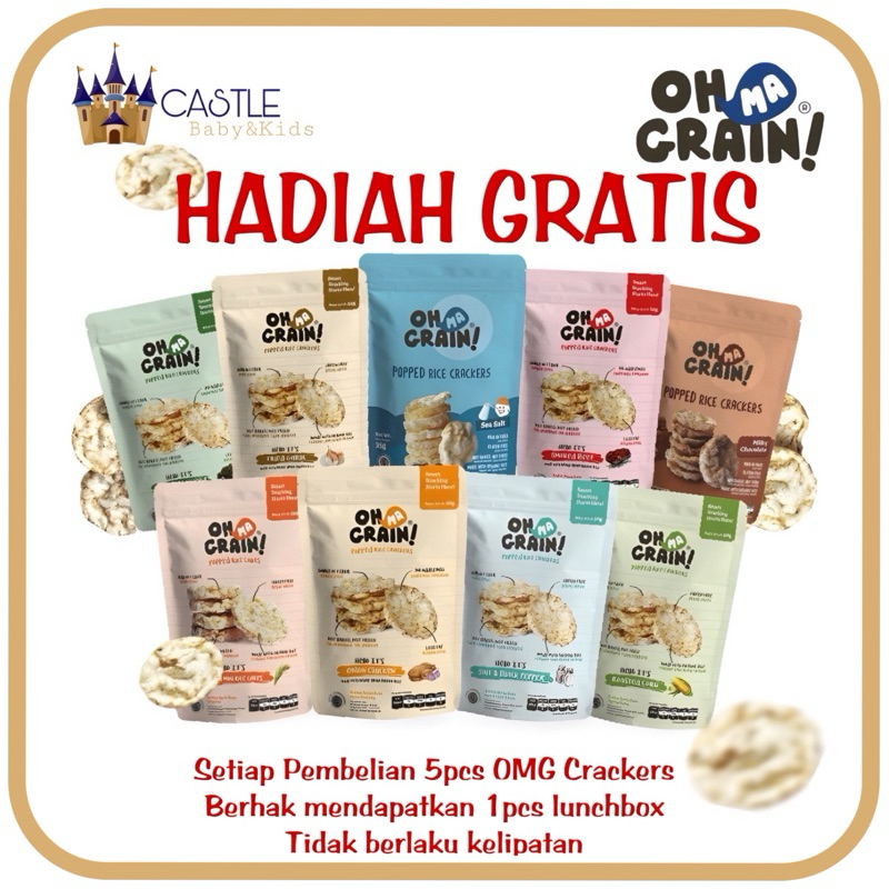 Jual Oh Ma Grain Rice Crackers - OMG Popped Rice Cracker - Snack Sehat ...