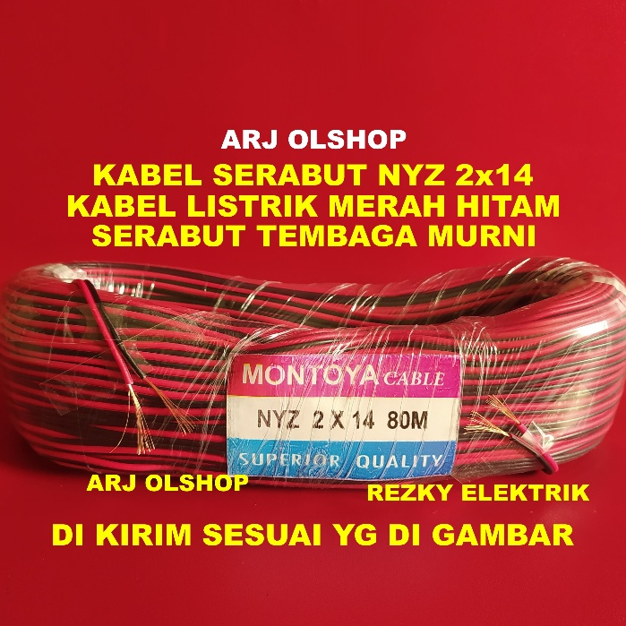 Jual Kabel Listrik Serabut NYZ 2 x 14 1M / Kabel Praktek Anak Sekolah / Kabel Listrik Serabut ...