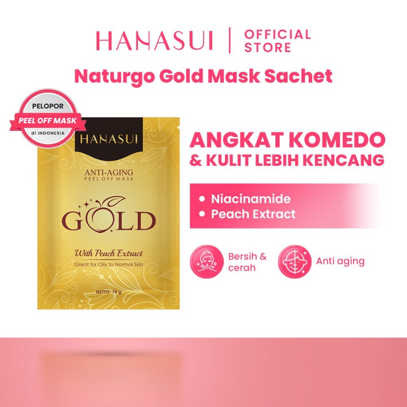 Jual Hanasui Anti-Aging Peel Off Mask Gold Sachet / Hanasui Naturgo ...