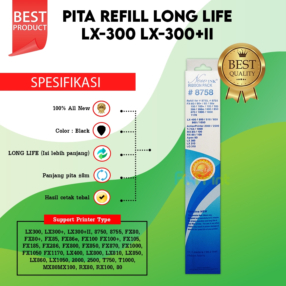 Jual Ribbon Pita Printer Epson LX300 LX300+ LX300+II (Pita Refill) | Shopee Indonesia