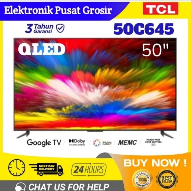 Jual tcl 50C645 50inch QLED 4K UHD SMART GOOGLE TV HDR10 | Shopee Indonesia
