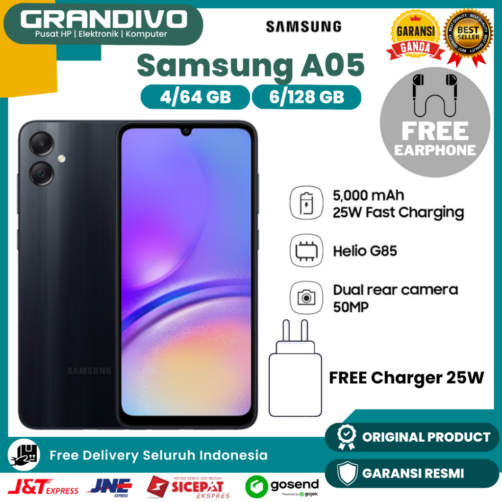 Jual Samsung A05 6/128GB Helio G85 50MP 5000mAh 25W Fast Charge NEW ...