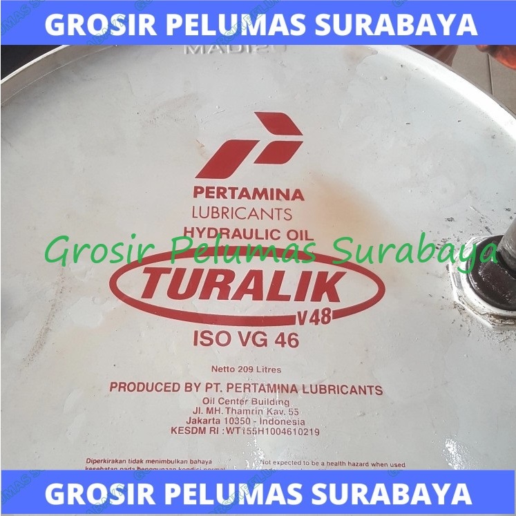 Jual Original oli hydrolis sae 10 DRUM Hydraulic oil Pertamina Turalik V48 V 48 iso vg 46 DRUM ...