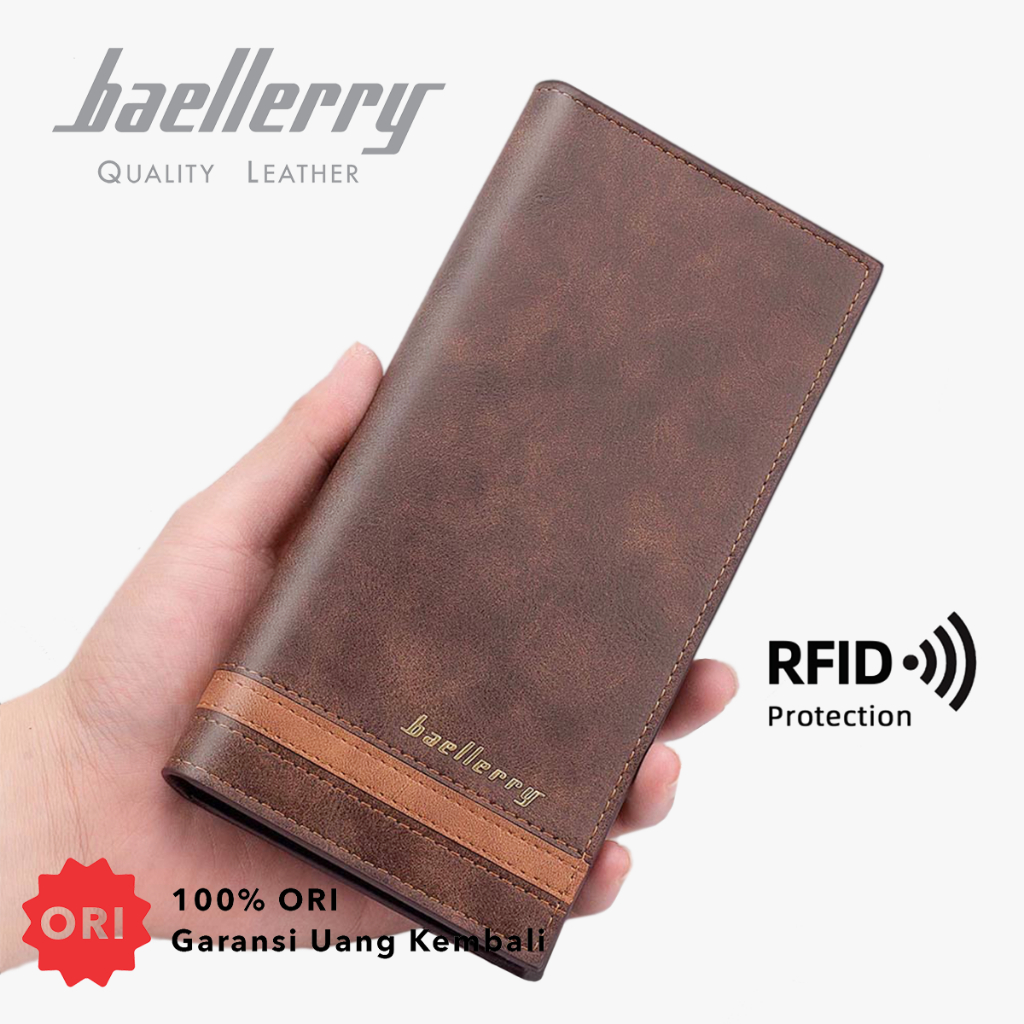 Jual BAELLERRY C3025 Dompet Pria Panjang RFID Protect Bahan Kulit PU ...