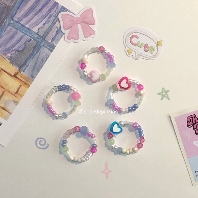 Jual [Baca deskripsi‼️] beads ring | cincin manik | by sparklepinkies ...