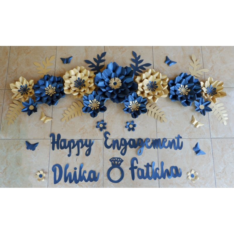 Jual ready paper flower dekorasi tunangan bunga kertas backdrop lamaran ...