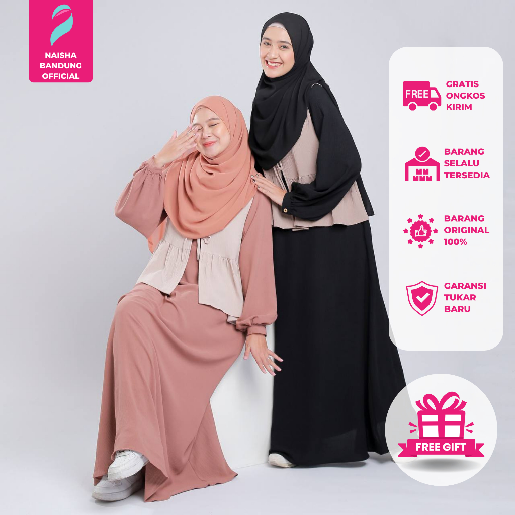 Jual Naisha Official - Hana Dress 2in1 Setelan Gamis Syari / Dress ...