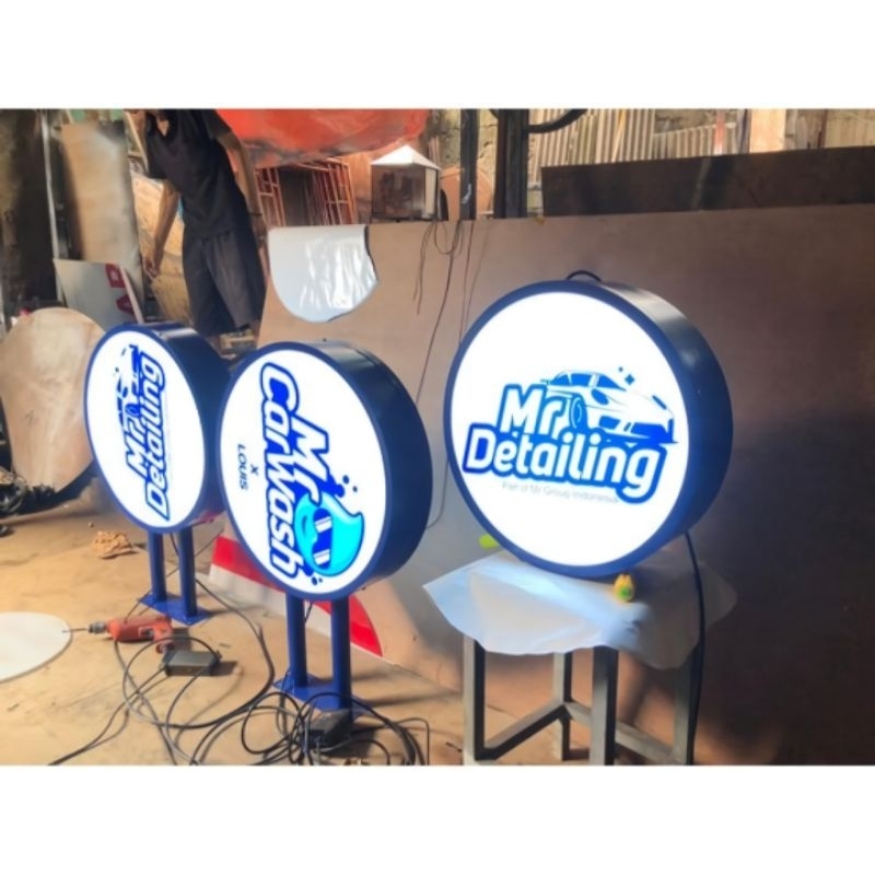 Jual Neon Box Indoor Outdoor 50cm x 100cm Premium Custom 2 Sisi + Bracket BULAT KOTAK OVAL ...