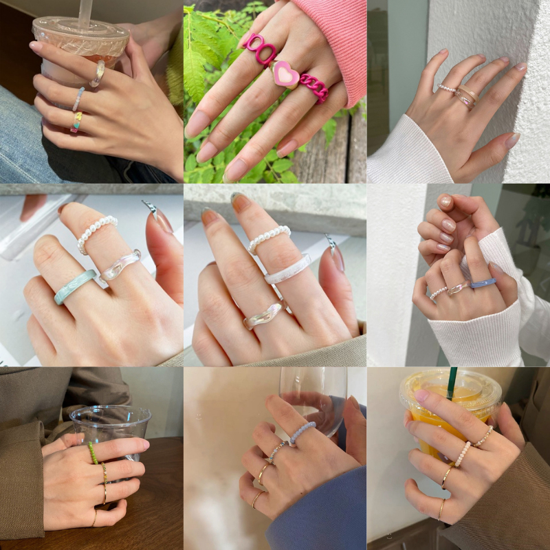 Jual Cincin Aveza Payet 4 in 1 Set Gaya Simple 3pcs Set Mutiara Resin Warna-Warni 17KM Untuk ...