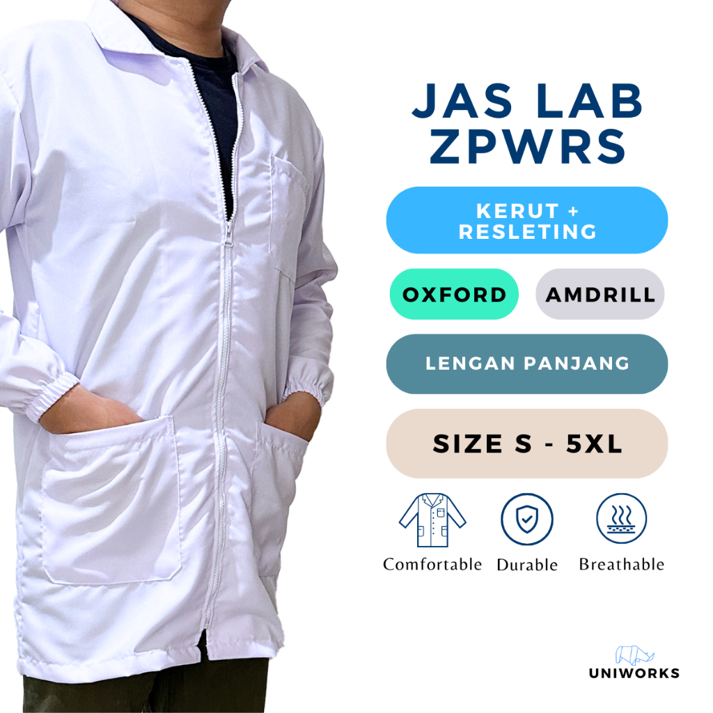 Jual UNIWORKS Jas Lab Lengan Panjang Seri Laboratorium ZPWRS dengan ...
