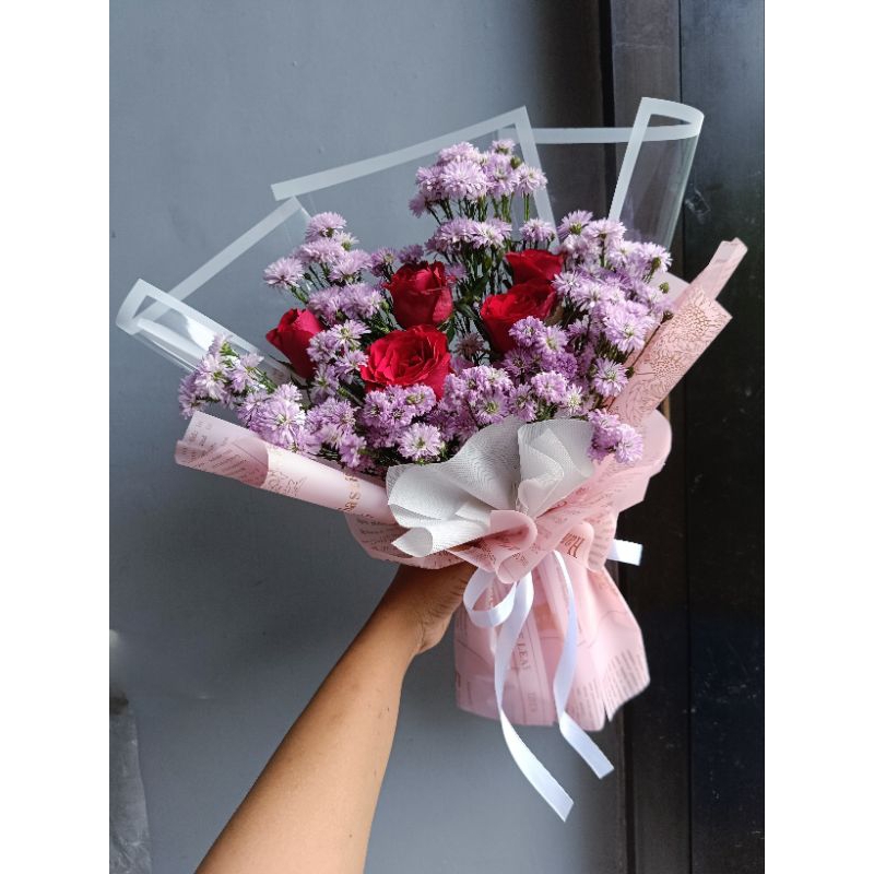 Jual buket bunga mawar merah asli segar fresh flower surabaya | Shopee ...