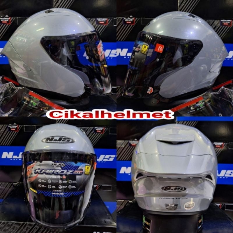 Jual HELM NJS KAIROZ GT MEW SOLID STONE GREY GLOSSY NJS KAIROZ SNI ...
