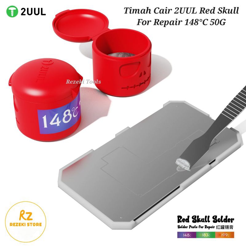 Jual Timah Cair 2UUL Red Skull Solder Paste For Repair 148°C 50G ...