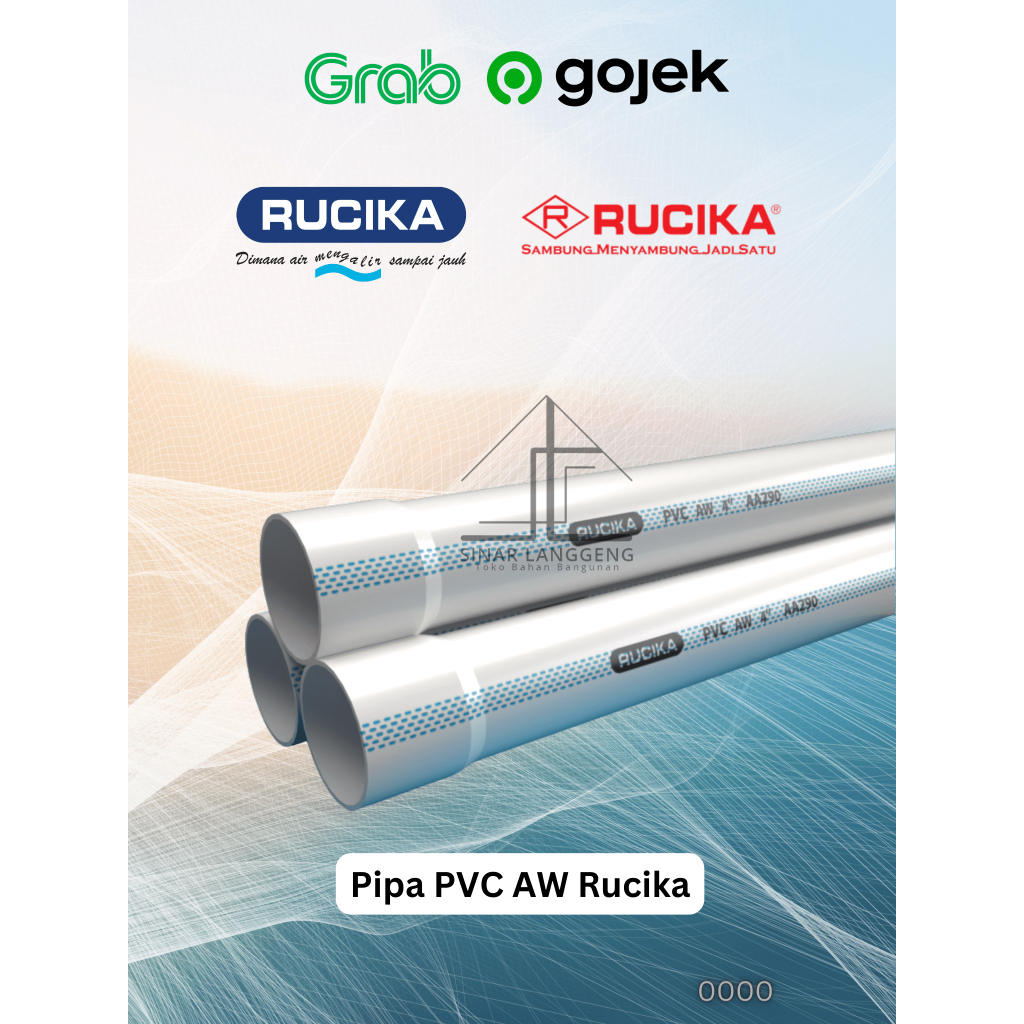 Jual (PER BTG 4MTR) PIPA RUCIKA AW 3/4" INCH - RCK PVC WAVIN PIPA AIR MOF/SOK PUTIH GARIS BIRU ...