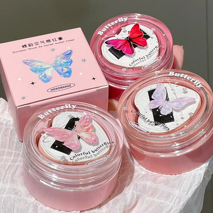 Jual HERORANGE Blush On Cream Butterfly Rhyme Air Powder - Long-Lasting ...