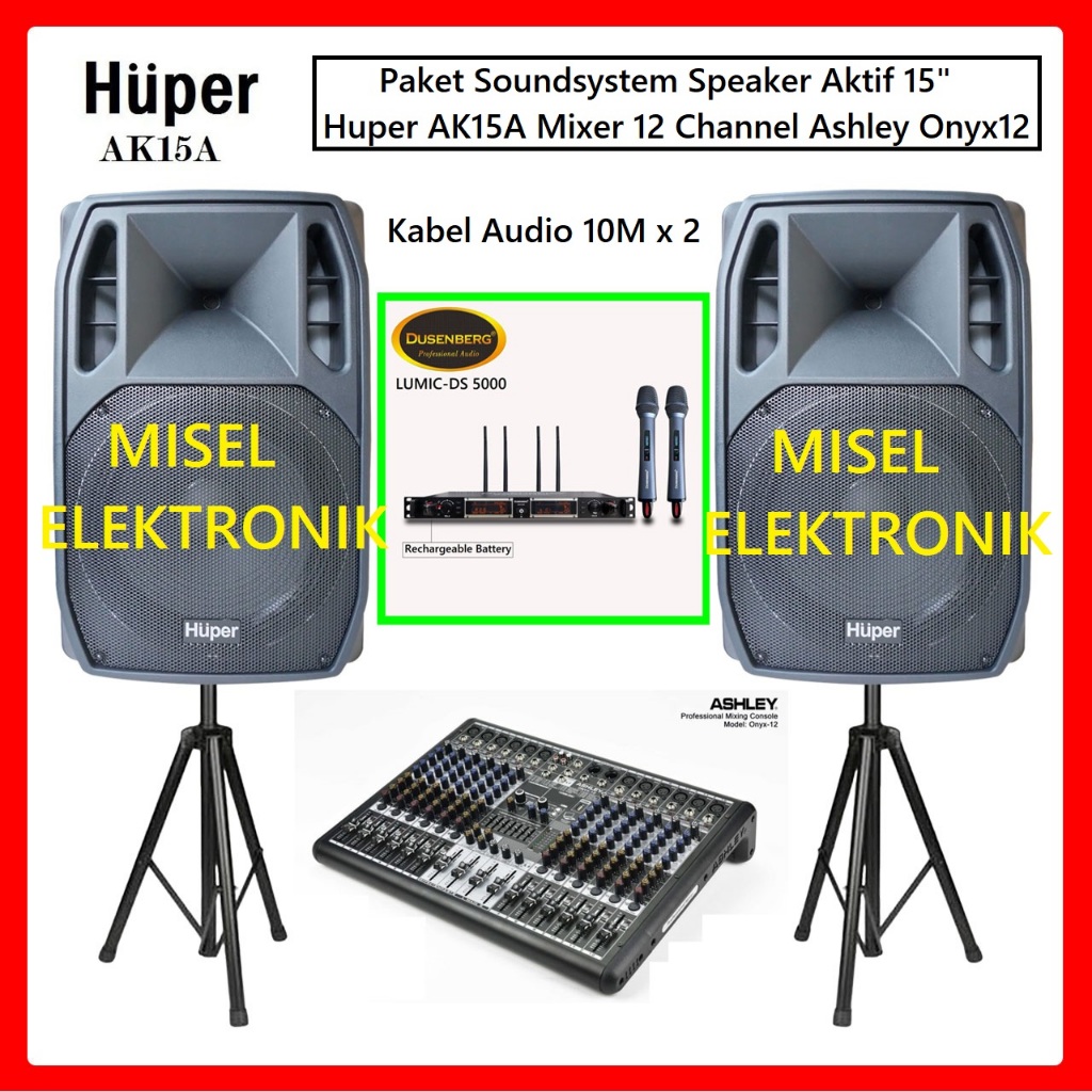 Jual Paket Sound system speaker aktif 15 inch huper ak15a Mixer Audio ...
