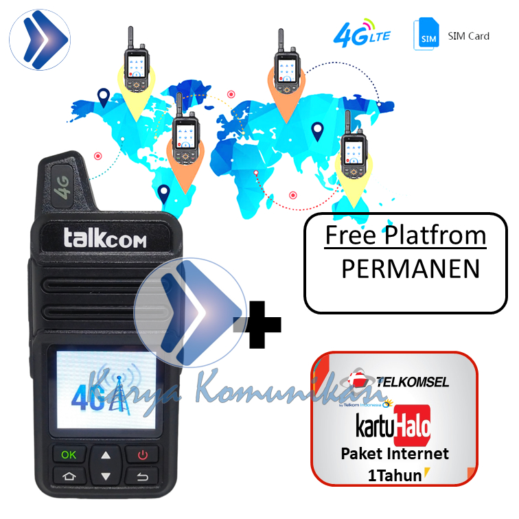 Jual HT Talkcom TC389S free platform permanen PoC Global + Internet 1 ...