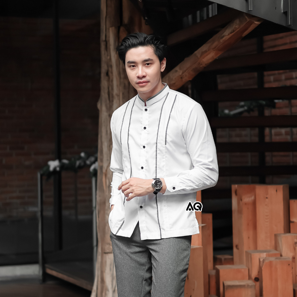 Jual Baju koko pria lengan panjang motif albrani | Shopee Indonesia