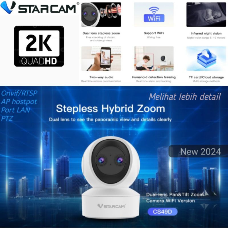 Jual Cctv Zoom wifi 2K Vstarcam CS49D Indoor PTZ | Shopee Indonesia