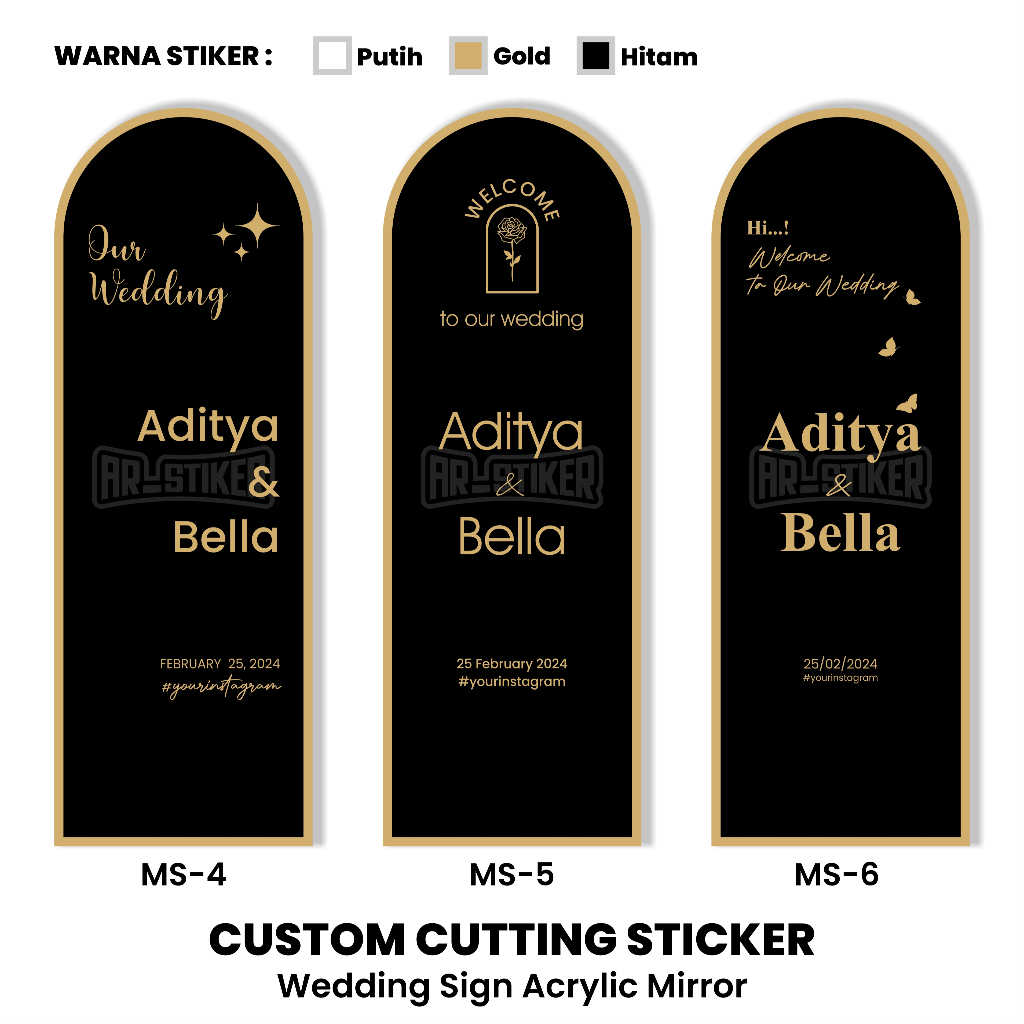 Jual Stiker kaca wedding sign mirror acrylic | welcome sign custom ...