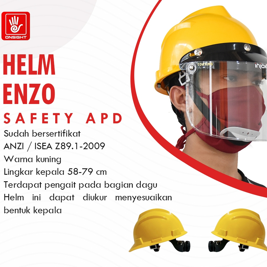 Jual Helm Safety ENZO & Face Shield INJAK | Shopee Indonesia