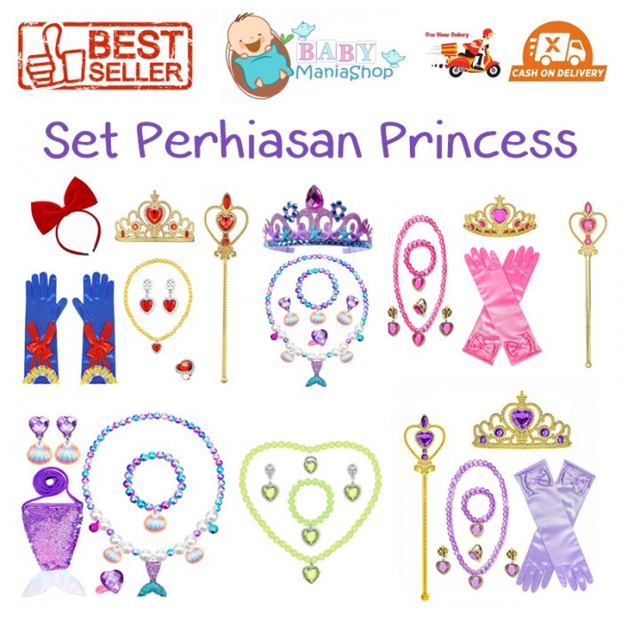Jual Set Perhiasan Princess Tiara Mahkota 7in1 2in1 Putri Kostum Anak ...