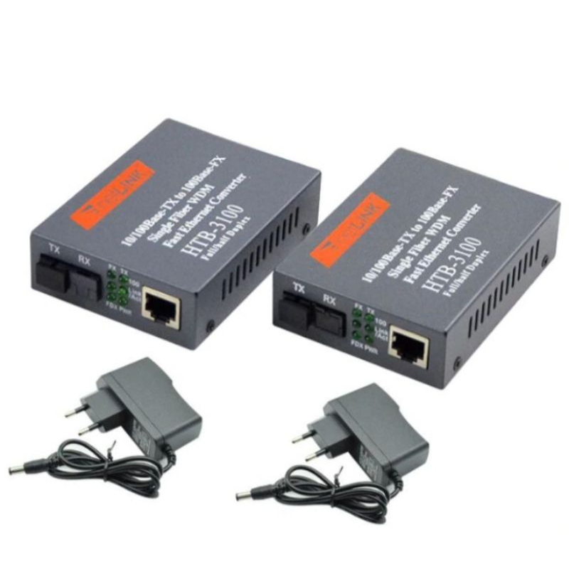 Jual media converter htb 3100 A+B fiber optic rj45 netlink 1 pasang | Shopee Indonesia